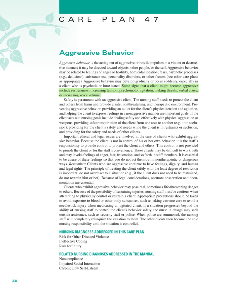Managing Aggressive Behavior | PDF | Mental Disorder | Anxiety