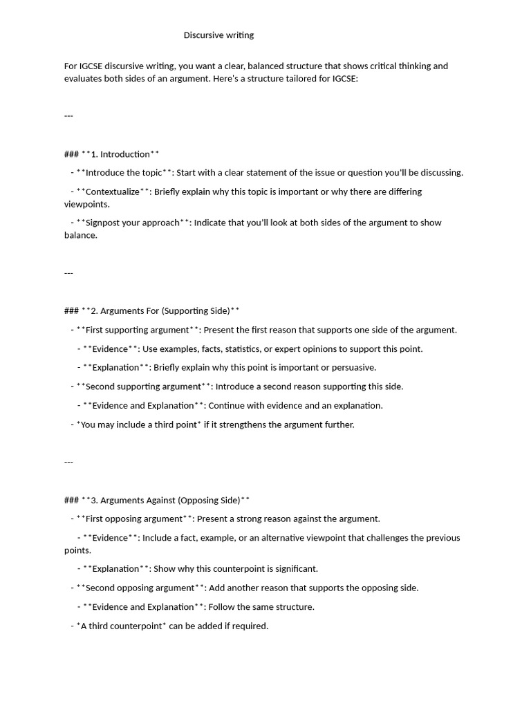 For IGCSE Discursive Writing | PDF | Argument | Psychology