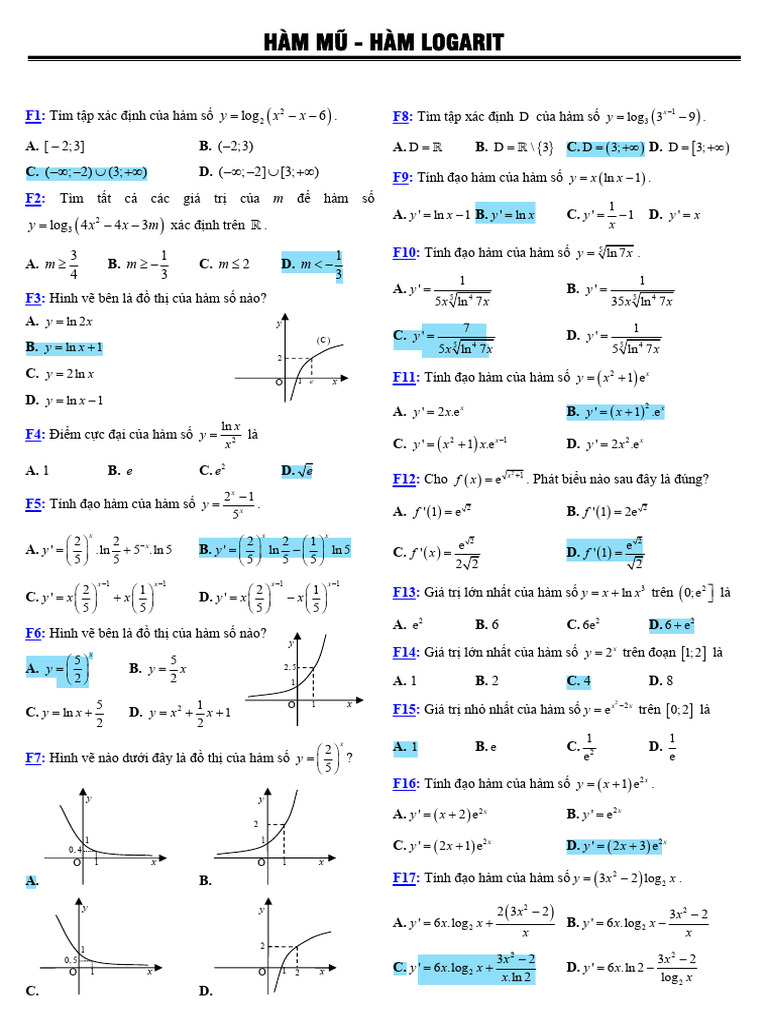 HÀM MŨ - HÀM LOGARIT | PDF