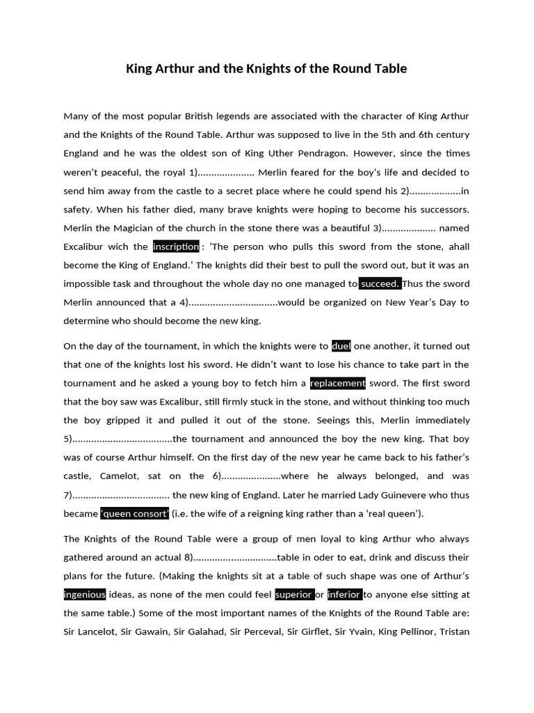 King Arthur and The Knights of The Round Table | PDF | King Arthur ...