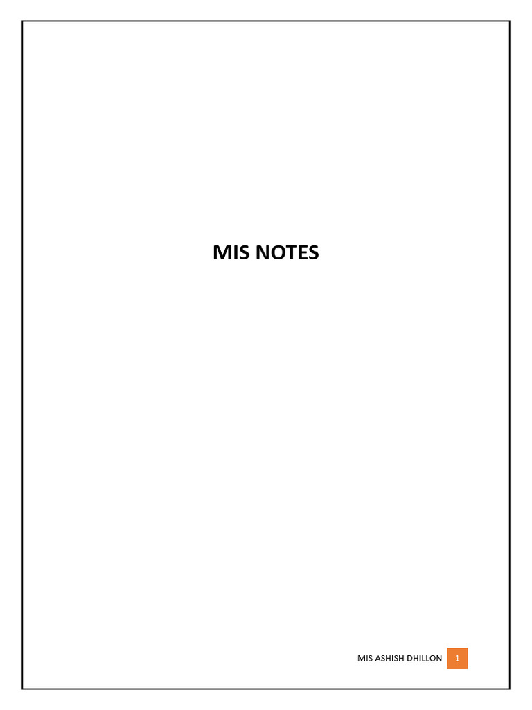 Mis Notes Merged 2 | PDF | System | Information System