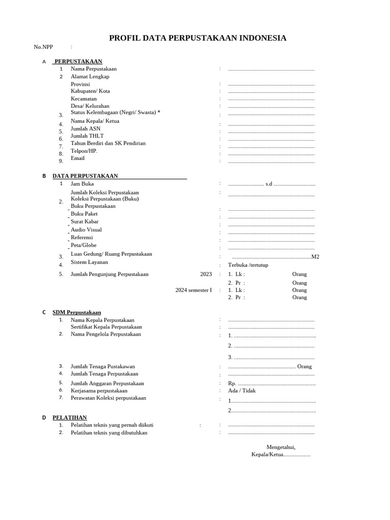 Blanko Profil Perpus Khusus | PDF