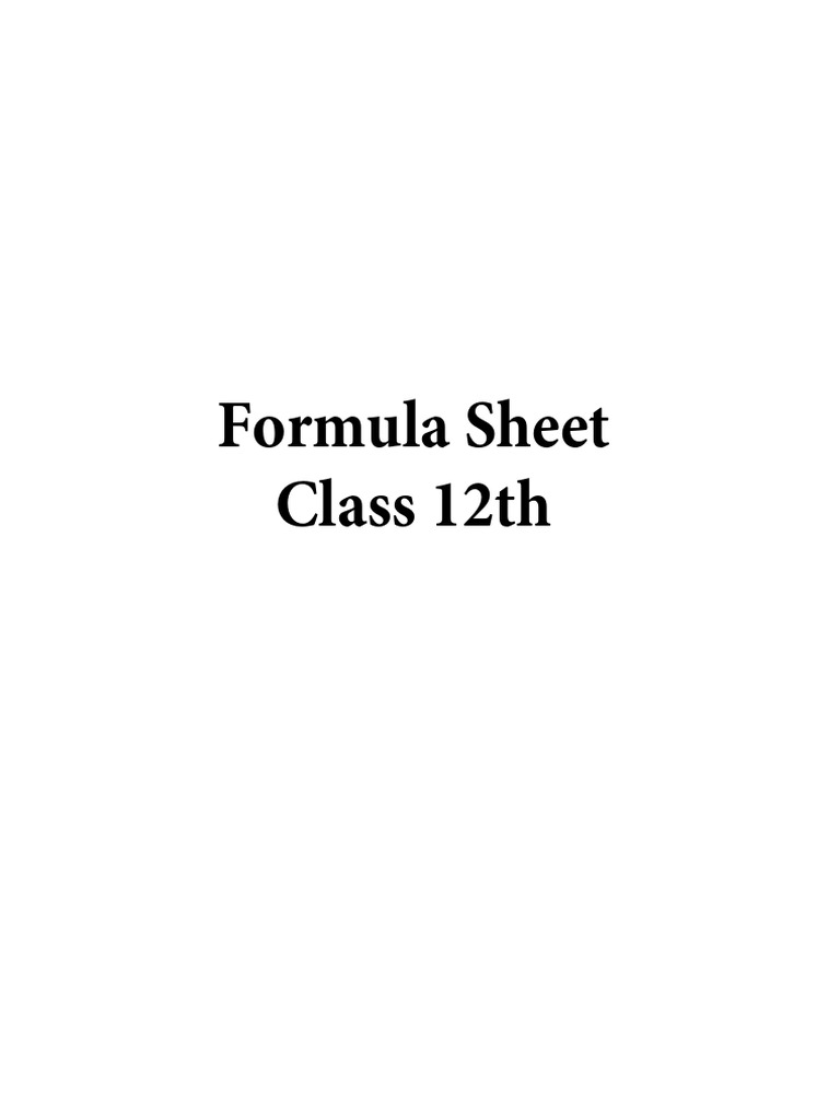 Formulae Class 12 Upto Induction | PDF | Electric Current | Electrical ...