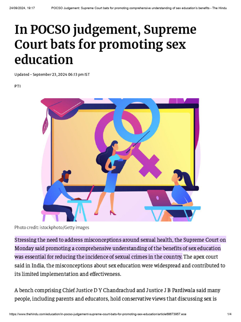Supreme Court Jugement On CSE | PDF | Sex Education | Human Sexual Activity
