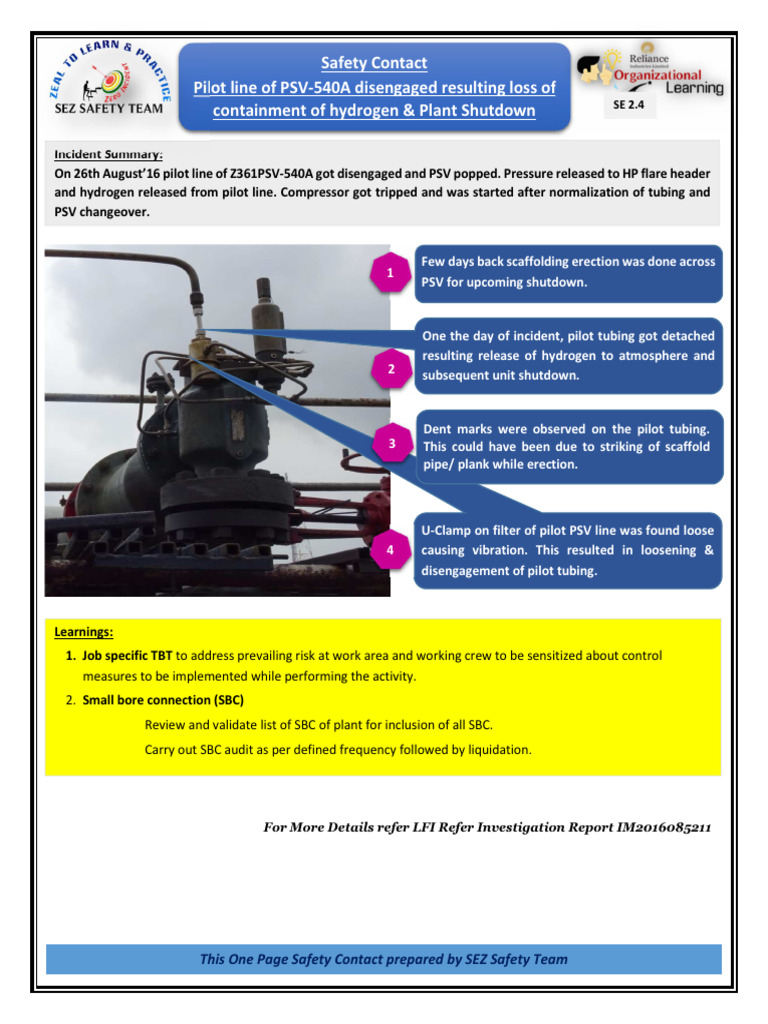 30th & 31st Oct'24 - Pilot Line of PSV-540A Disengaged Resulting Loss ...
