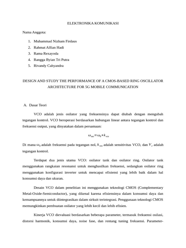 Kelompok 2 - CMOS Ring Oscillator | PDF