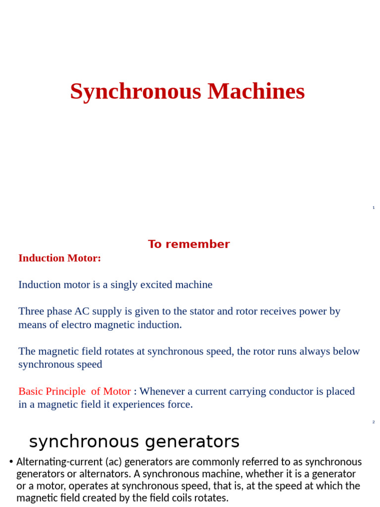 Chapter 4 Synchronous Motor | PDF | Electric Motor | Electric Generator