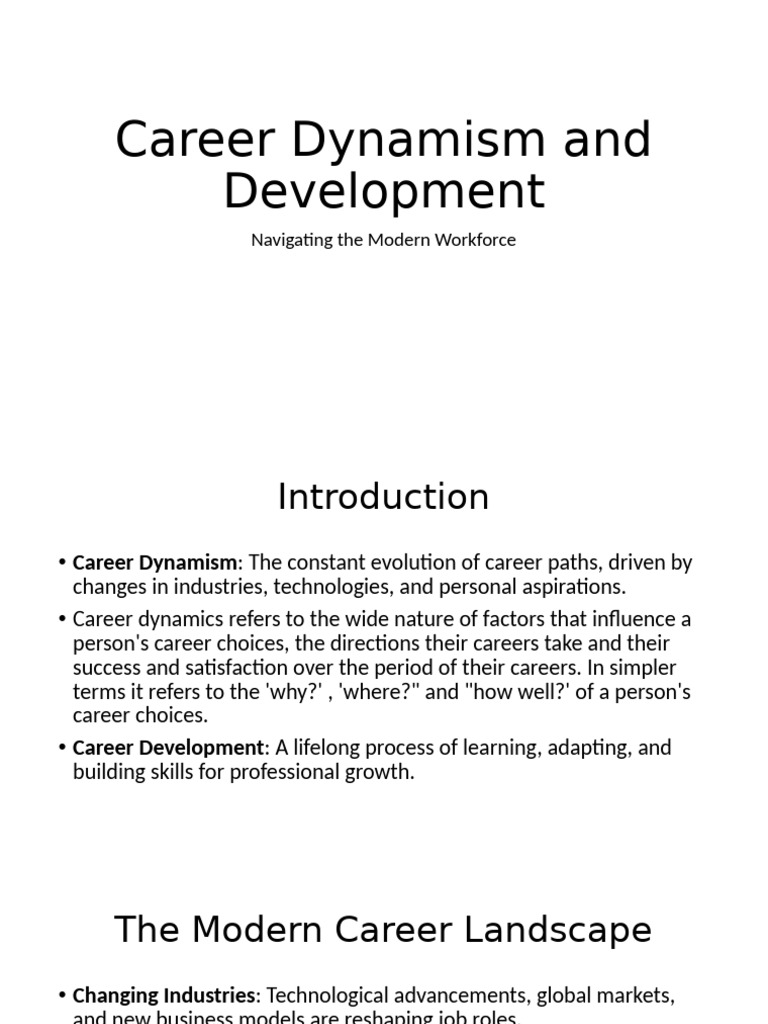 Career Dynamism and Development | PDF | Mentorship | Psychological ...