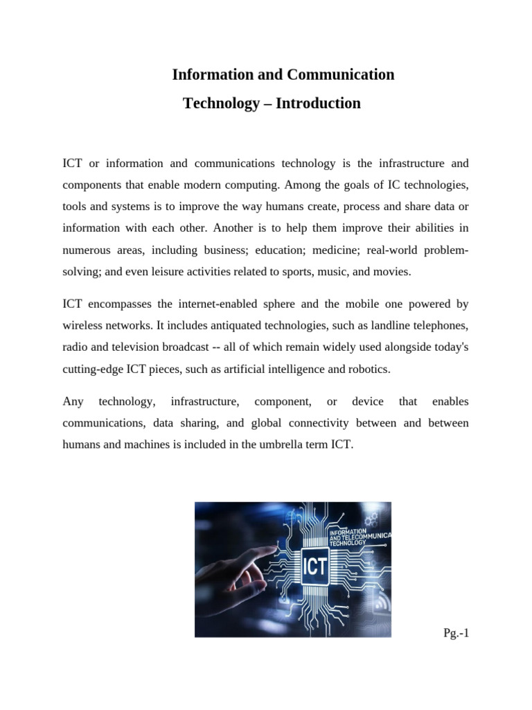 Information and Communication Technology - Introduction | PDF ...