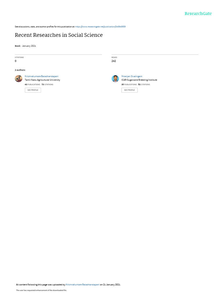 Recent Researches in Social Science | PDF | Science | Agriculture