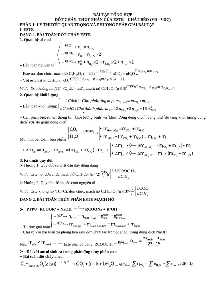 HÓA 12 - THỦY PHÂN ESTER - CHẤT BÉO (VDC) | PDF