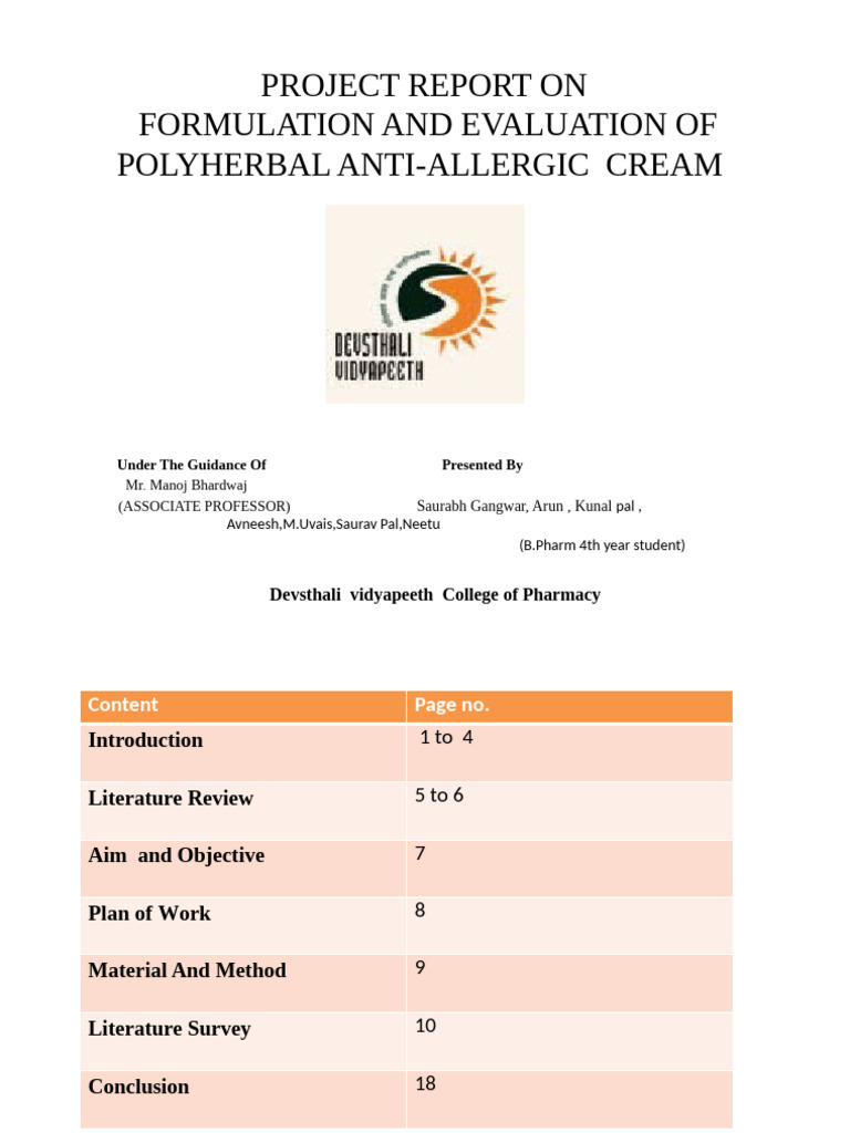 ppt final year | PDF | Allergy | Pharmaceutical Formulation