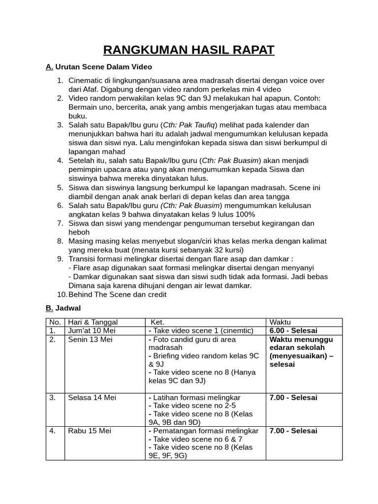 Rangkuman Hasil Rapat | PDF