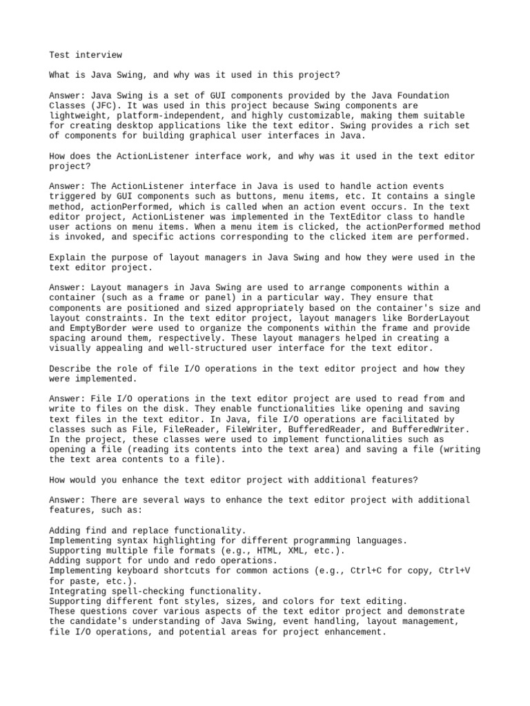 Texteditor Interview | PDF | Graphical User Interfaces | System Software Texteditor Interview | PDF | Graphical User Interfaces | System Software