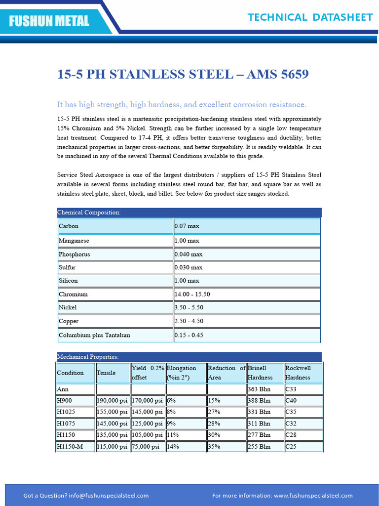 15 5 PH Stainless Steel - Ams 5659 | PDF | Stainless Steel | Steel