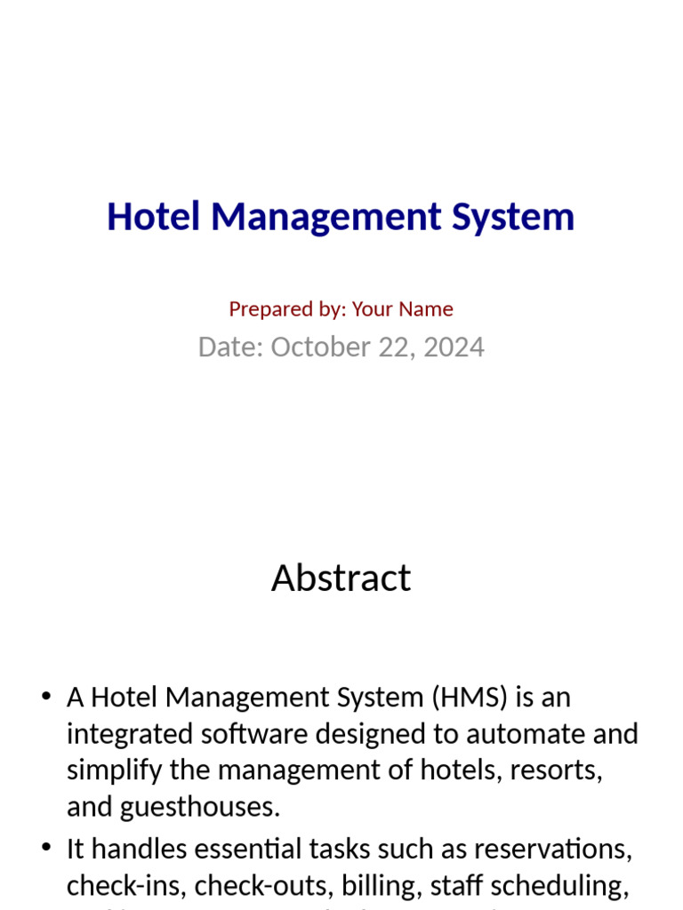 Hotel Management System Overview | PDF