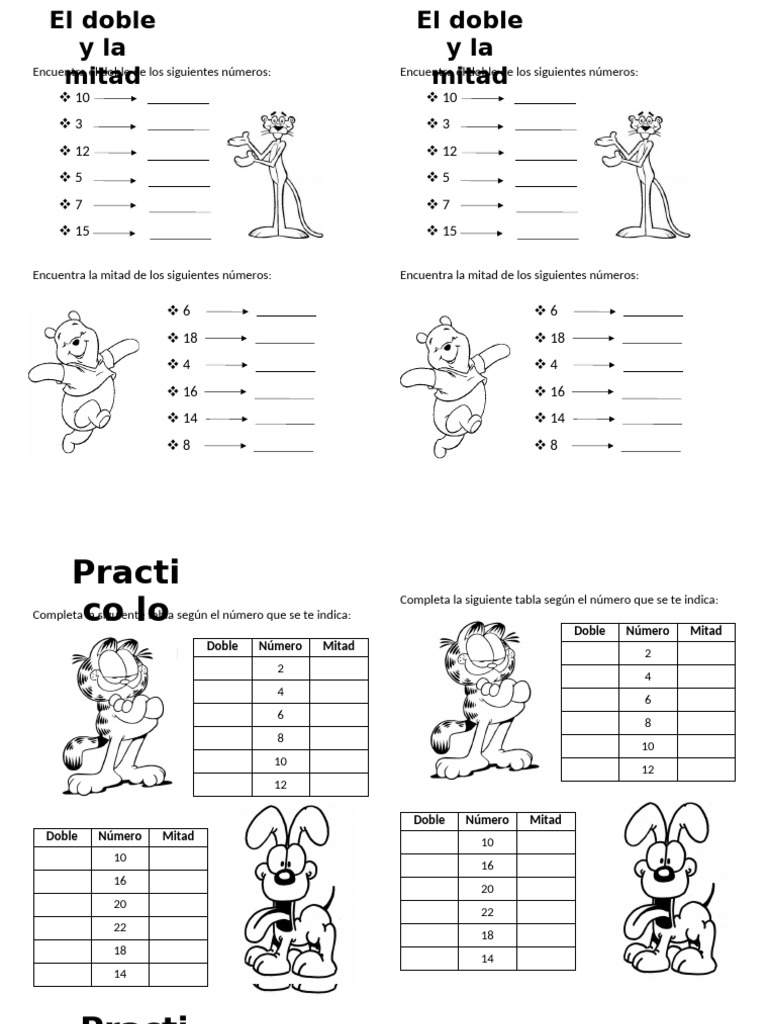 Ficha Doble y Mitad | PDF