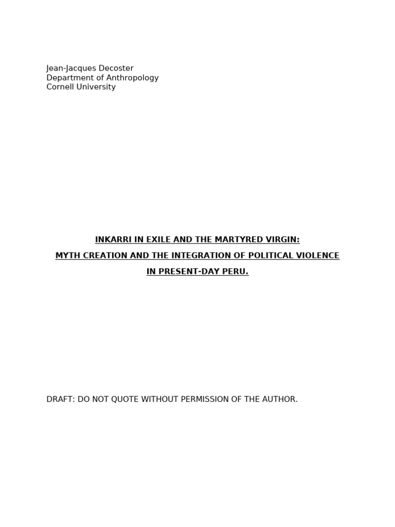 Inkarri in Exile | PDF