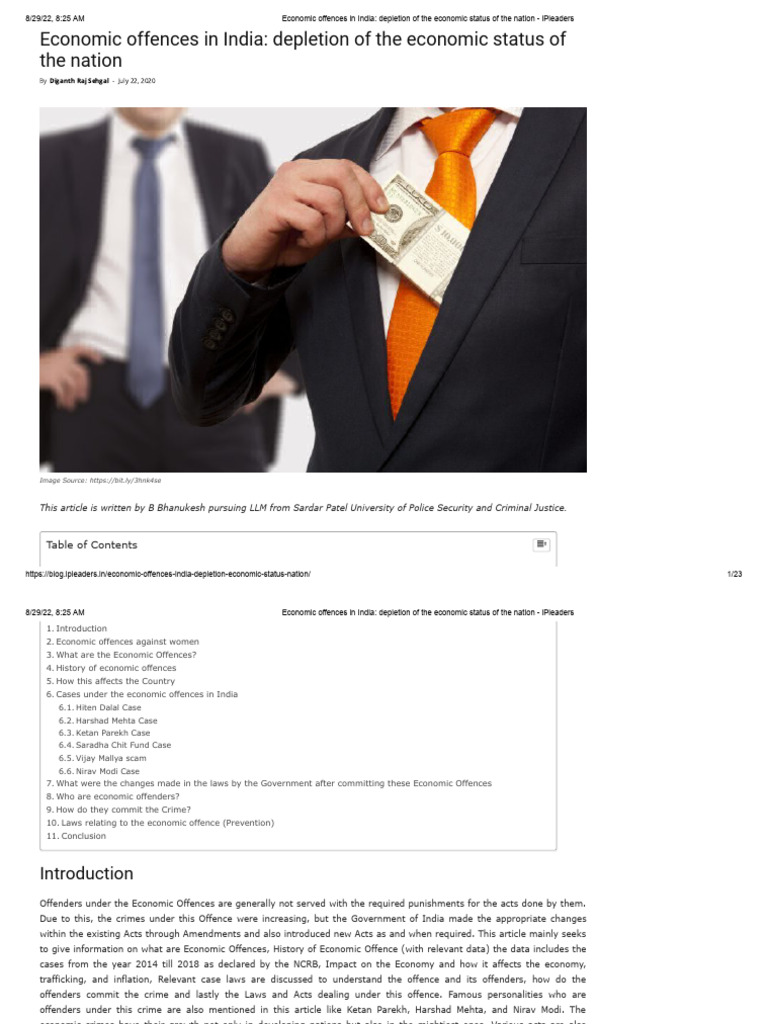 IMP-Economic Offences in India - Depletion of The Economic Status of The Nation - Ipleaders ...