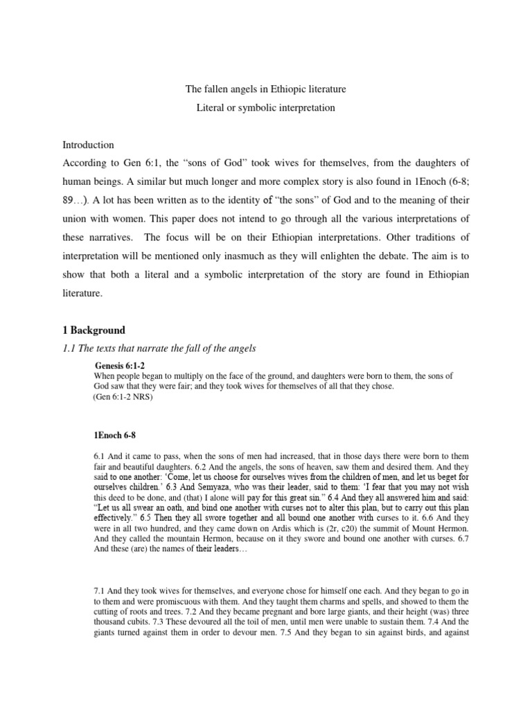 Ethiopian Views on Fallen Angels | PDF | Fallen Angels | Book Of Enoch