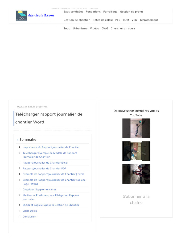 Modèles de Rapport Journalier de Chantier | PDF | Microsoft Word ...