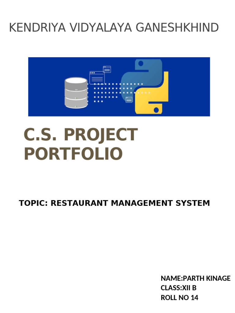 Computer Science Project of Restaurant Management System Compress | PDF | Computers