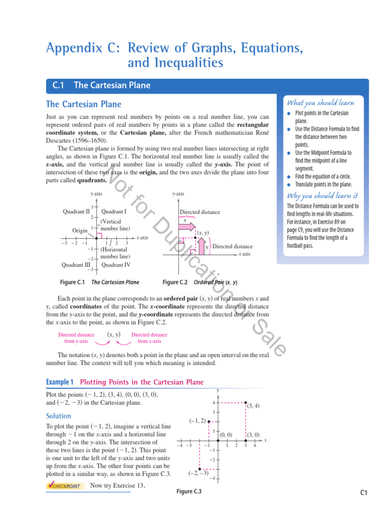 Appendix C Review of Graphs | PDF | Cartesian Coordinate System | Circle