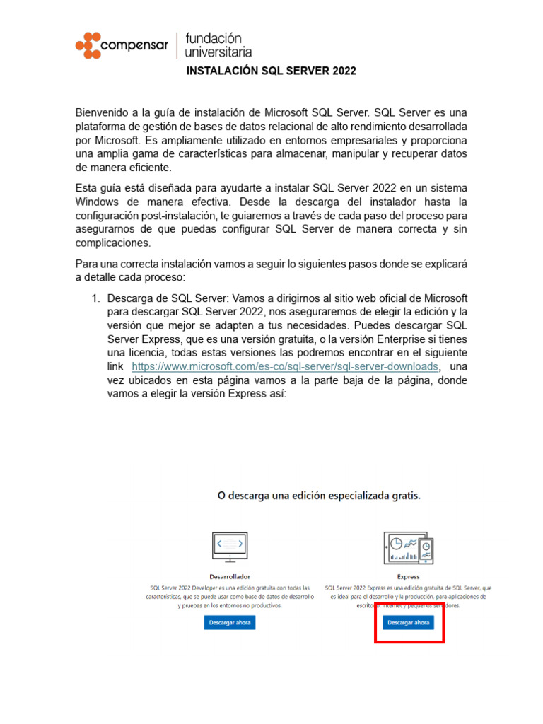 Instalación SQL Server 2022 | PDF | Servidor SQL de Microsoft | Ventana ...