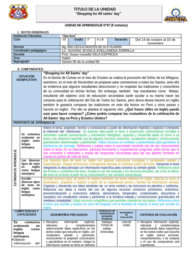 Unidad 7 - 3rd Grade | PDF | Aprendizaje | Léxico