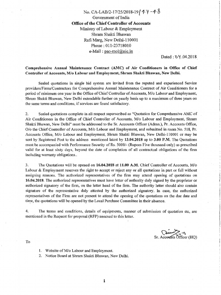 Amc of Air Conditioners | PDF | Request For Proposal