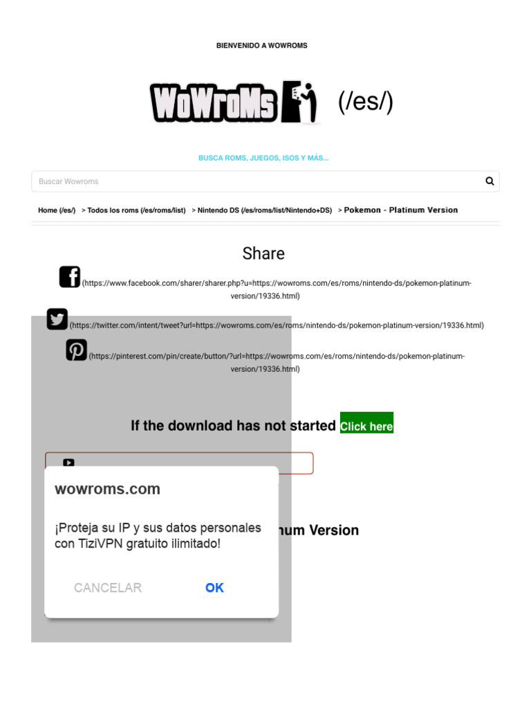 Pokemon - Platinum Version-Nintendo DS (NDS) Rom Descargar - WoWroms ...