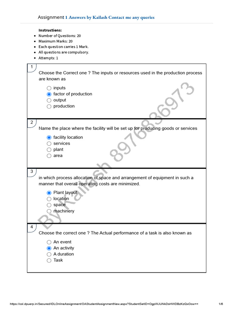 Operations Management Assignments Answers by Kailash - Watermark | PDF | Oil Spill | Bp