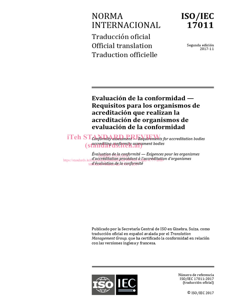 Iso Iec 17011 2017 | PDF | Organización internacional para la estandarización | America latina