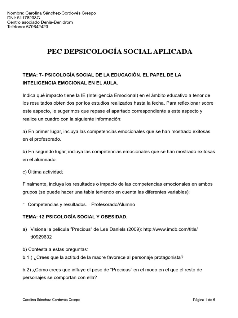 PEC Social Aplicada | PDF | Las emociones | Inteligencia