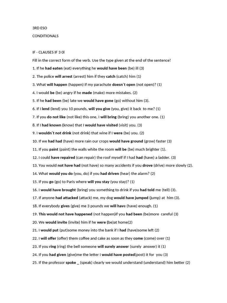 3RD Eso Conditionals | PDF