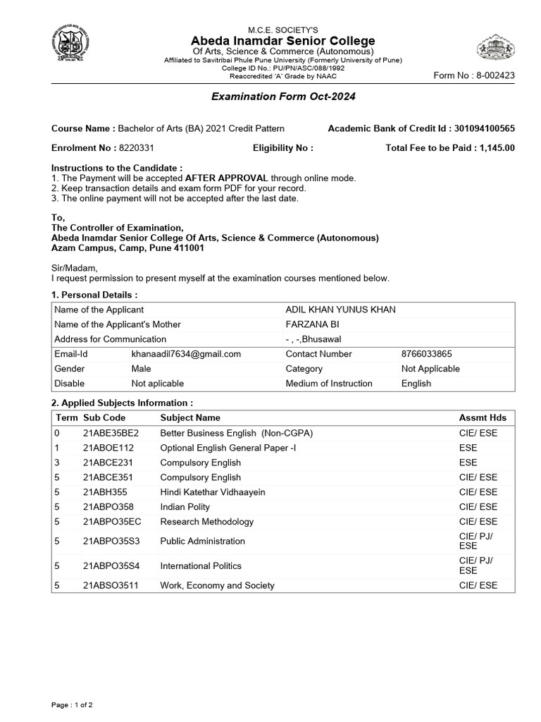 ExamForm_8220331 (8) | PDF