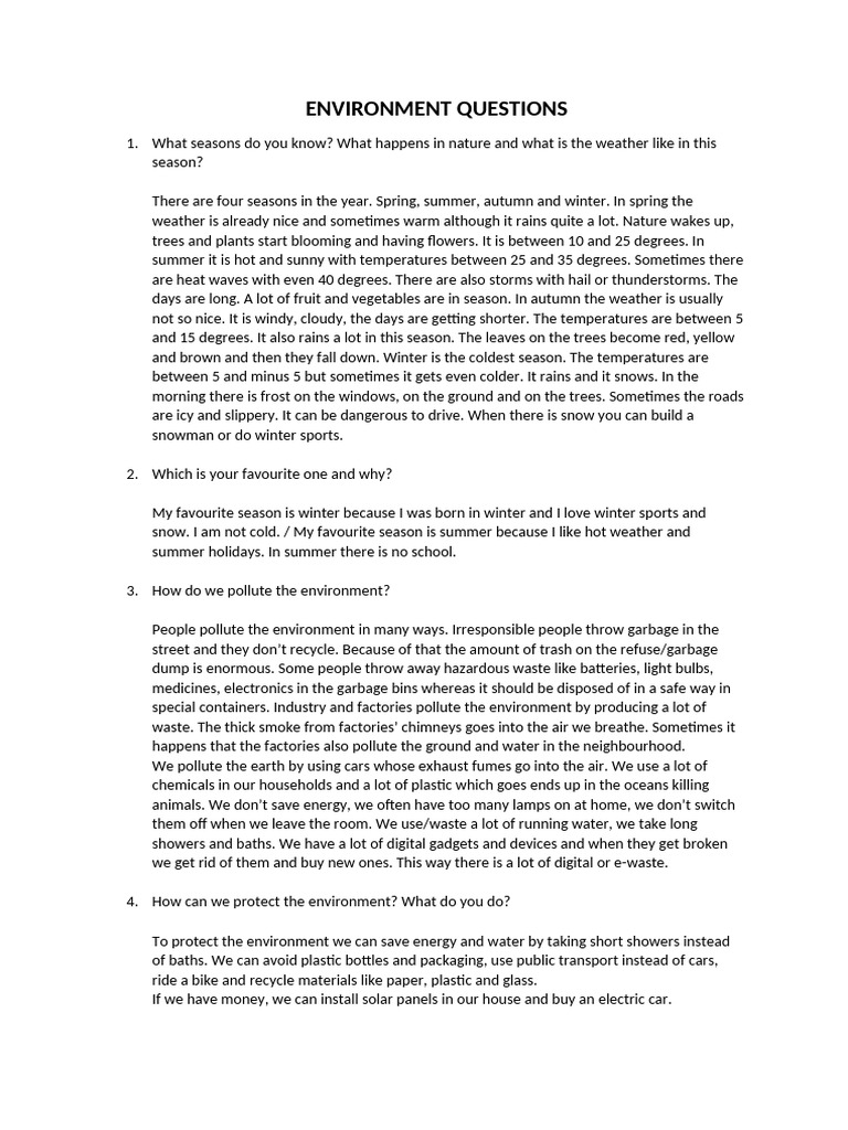 Environment Questions Kidolgozva | PDF | Waste | Recycling