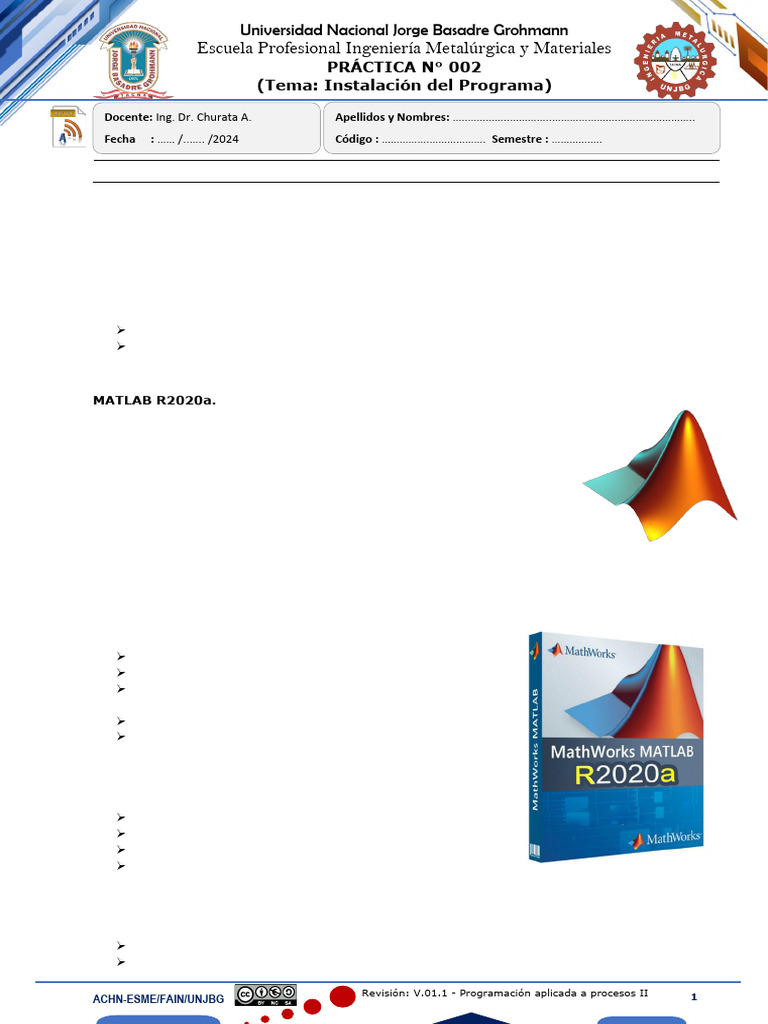 002 - Prac - Instalación Del Programa2024 | PDF | Matlab | Programa de computadora