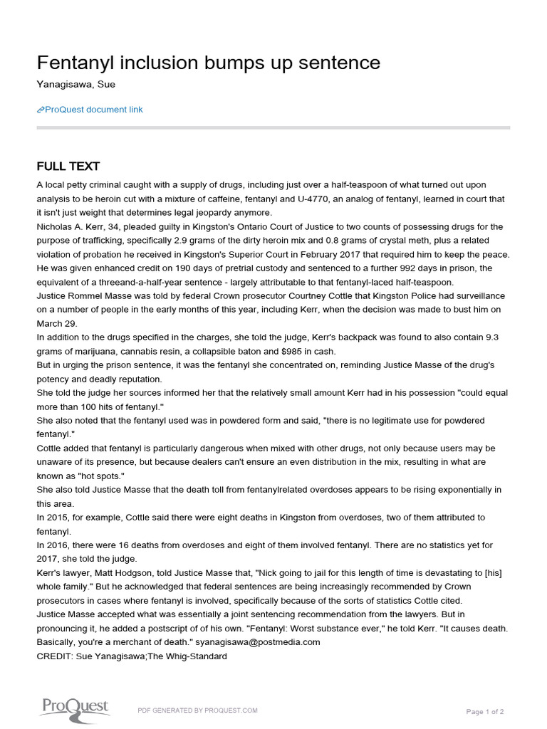 Fentanyl Inclusion Bumps Up Sentence | PDF | Fentanyl | Criminal Law
