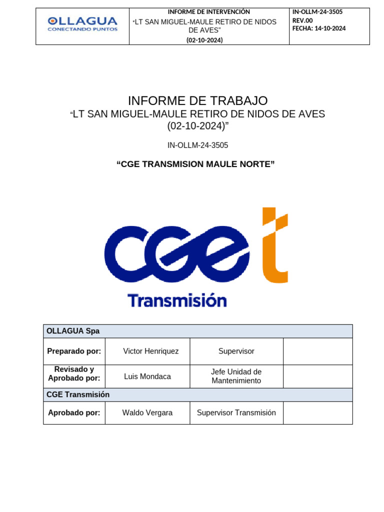 In-Oll-24-3505 Cget MN LT San Miguel-Maule Retiro de Nidos de Aves (02-10-2024) | PDF