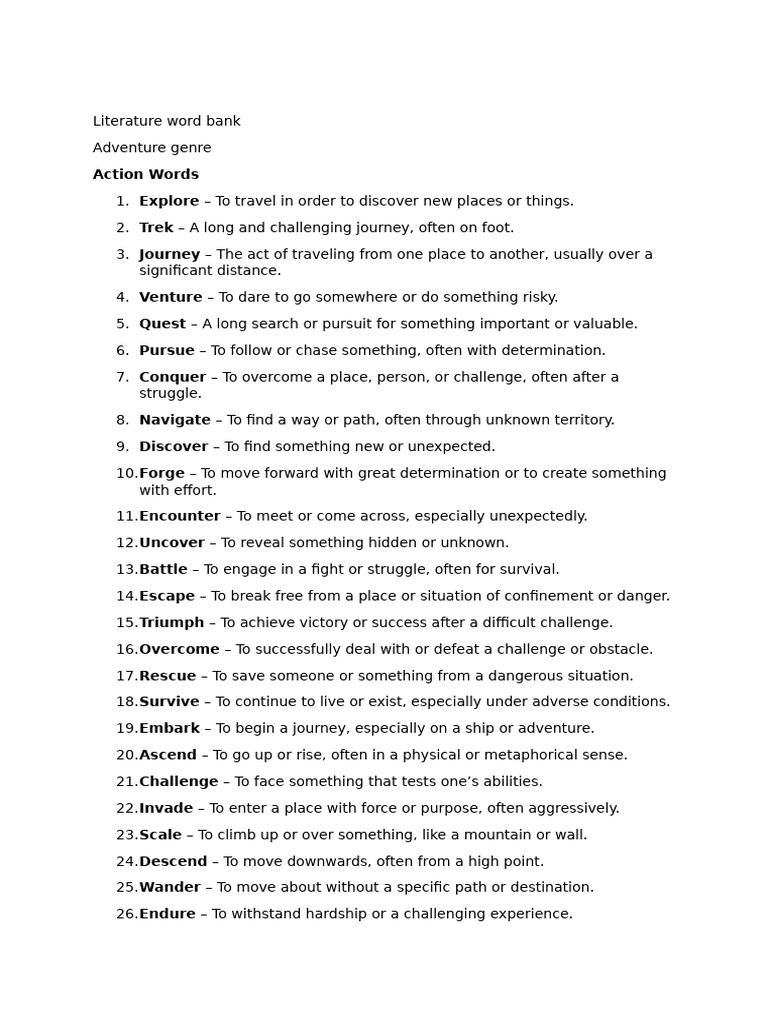 Literature word bank | PDF | Comedy | Romance (Love)