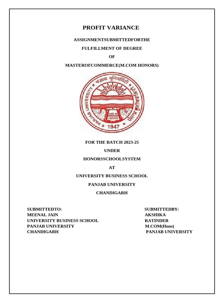 Profit Variance Analysis M.Com Thesis | PDF