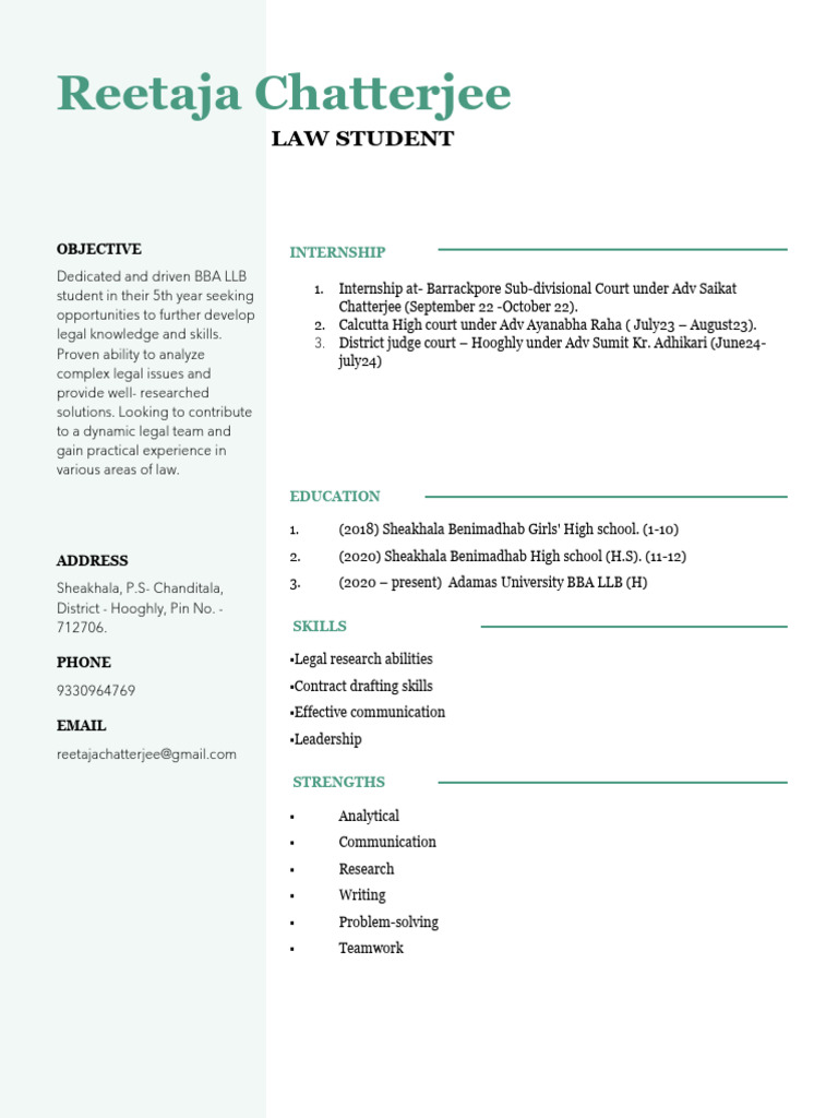 Reetaja Chatterjee CV 2024 | PDF