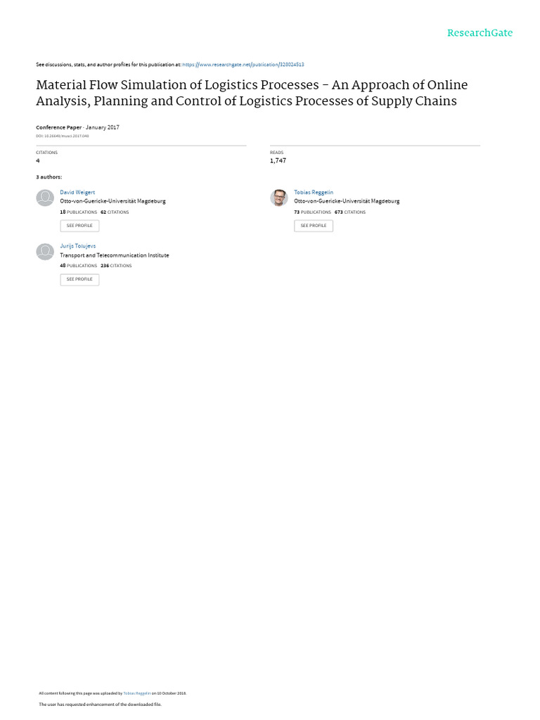 Material Flow Simulation of Logistics Processes | PDF | Simulation ...