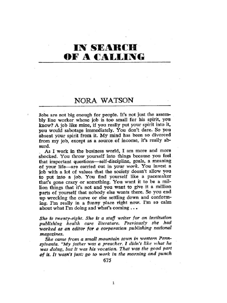 In Search of Calling | PDF