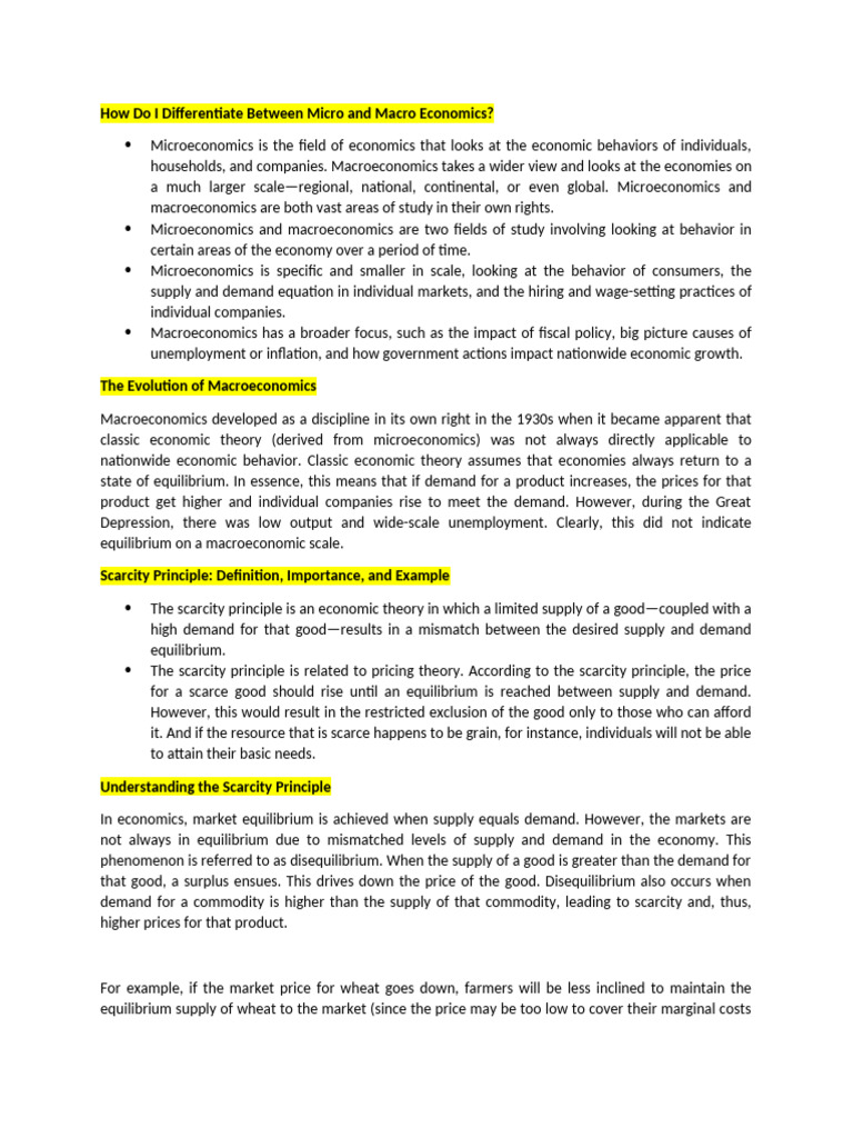 Differentiate Between Micro and Macro Economics | PDF | Macroeconomics | Economics