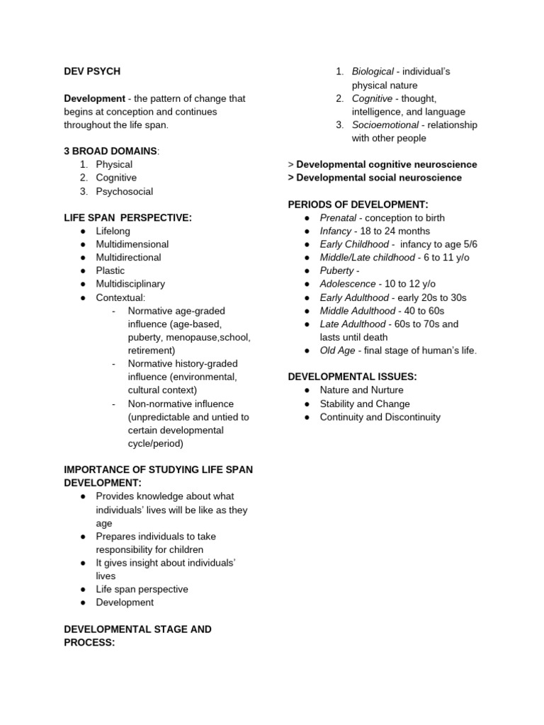 DEV PSYCH - Lifespan Dev | PDF