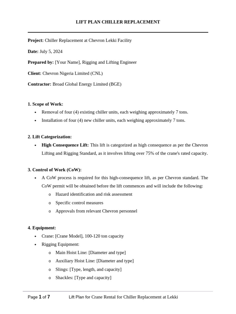 Chiller Replacement Lift Plan | PDF | Crane (Machine) | Safety