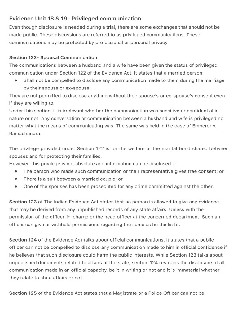 Evidence Unit 18 & 19 - Privileged Communication | PDF | Lawyer ...