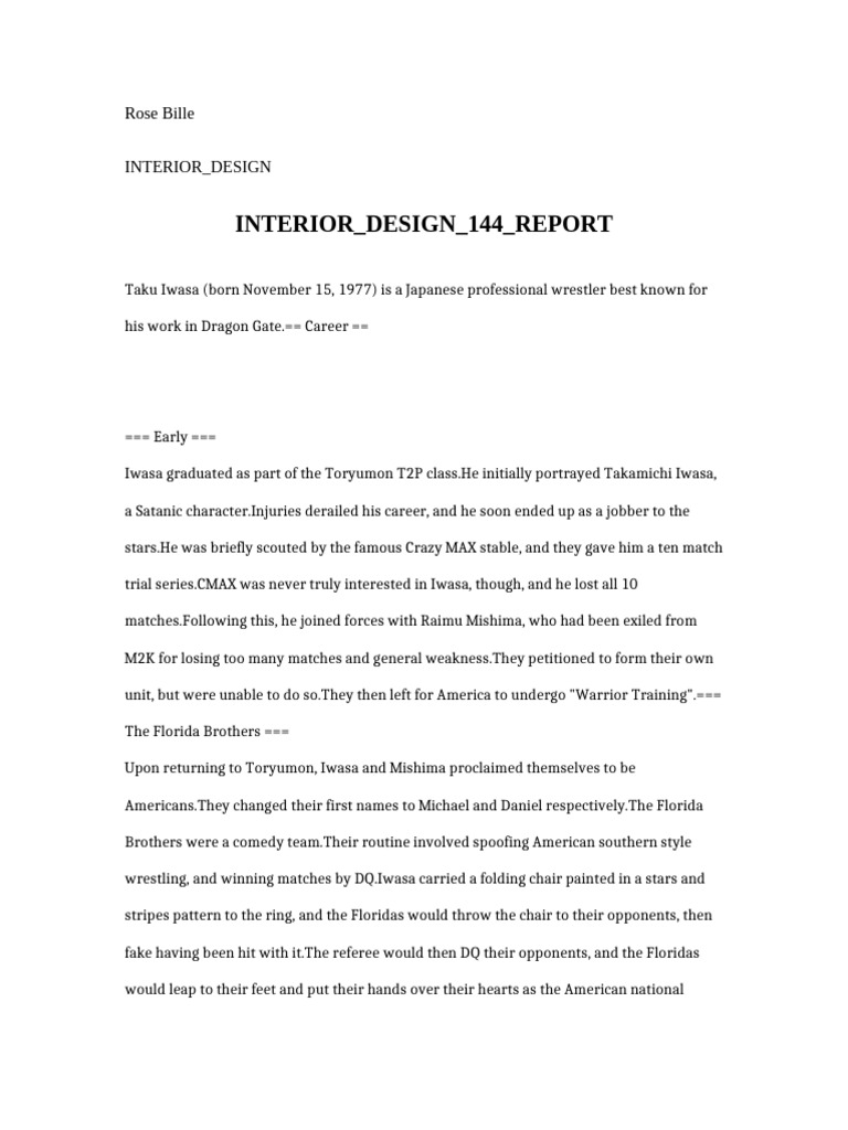 Interior Design 144 Report | PDF | Professional Wrestling